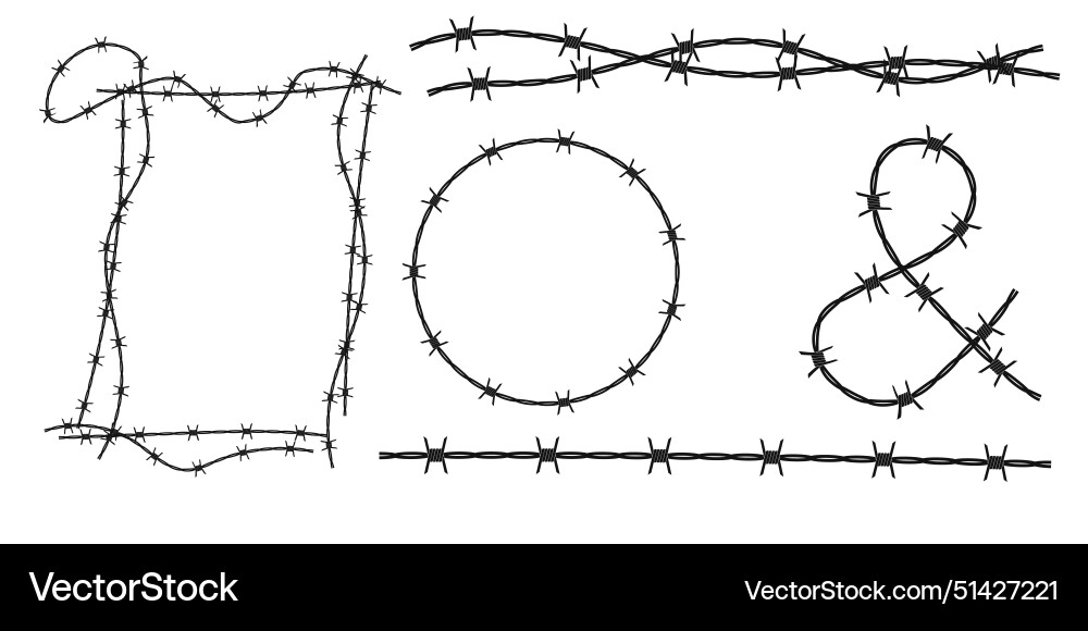Twisted barbed wire silhouettes set in rounded Vector Image