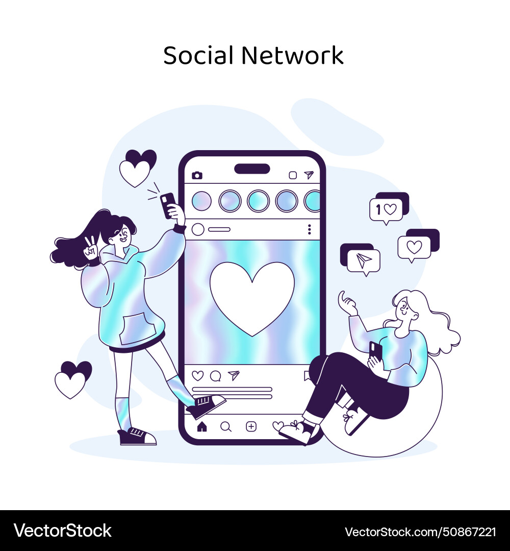 Users interact with content and friends through Vector Image