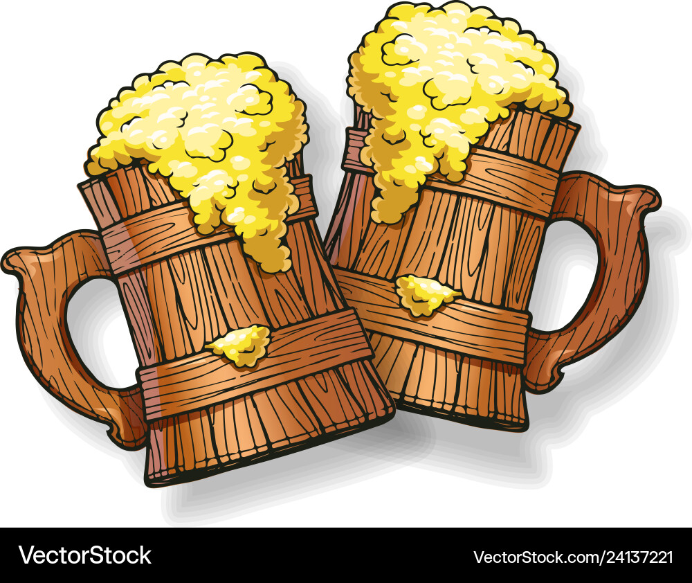 Wooden beer cup mockup Royalty Free Vector Image