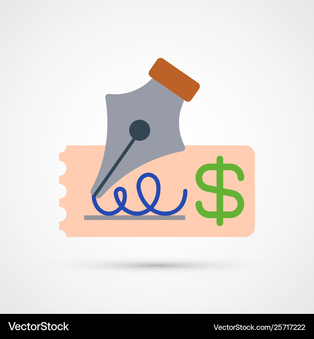 Bank Cheque Writing Icon Royalty Free Vector Image