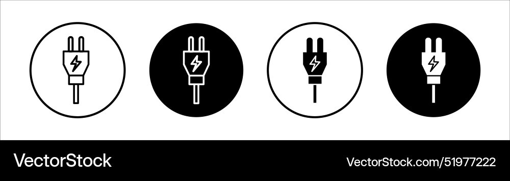 Electric plug flat line icon set Royalty Free Vector Image