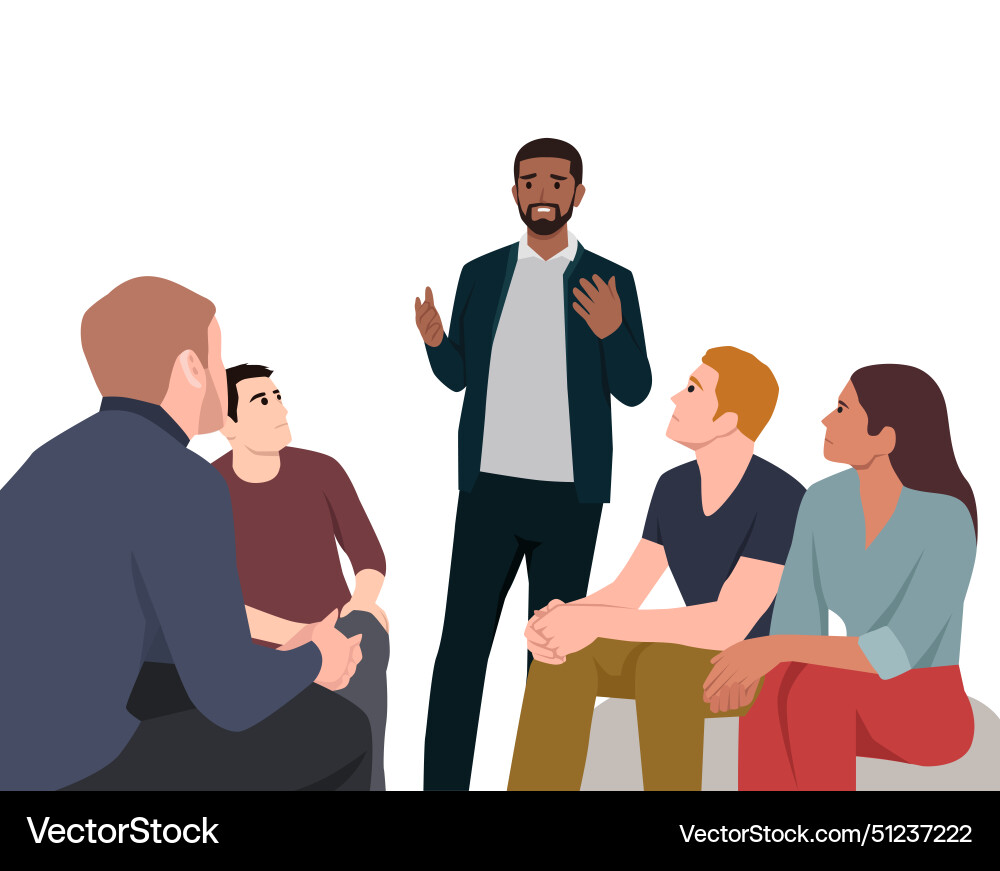 Group therapy session different people sitting Vector Image