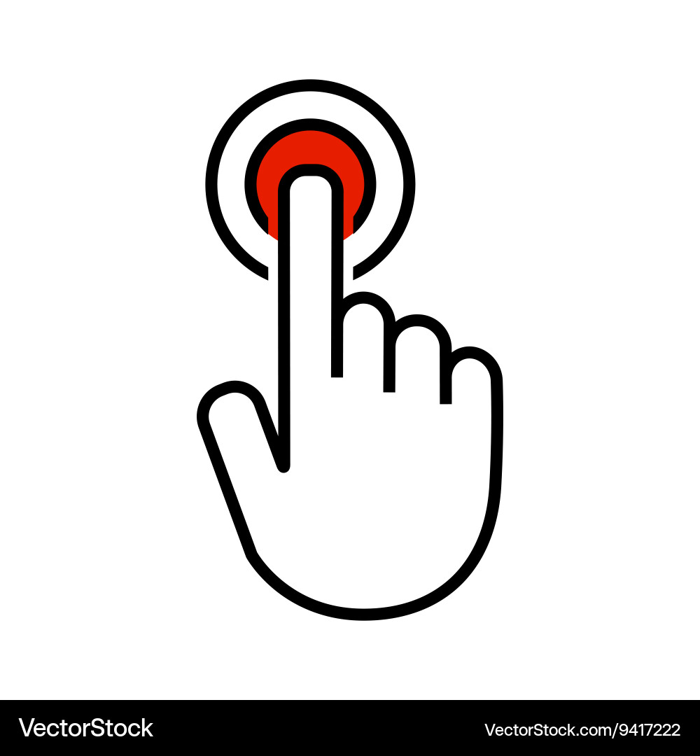Hand with touching a button icon Royalty Free Vector Image