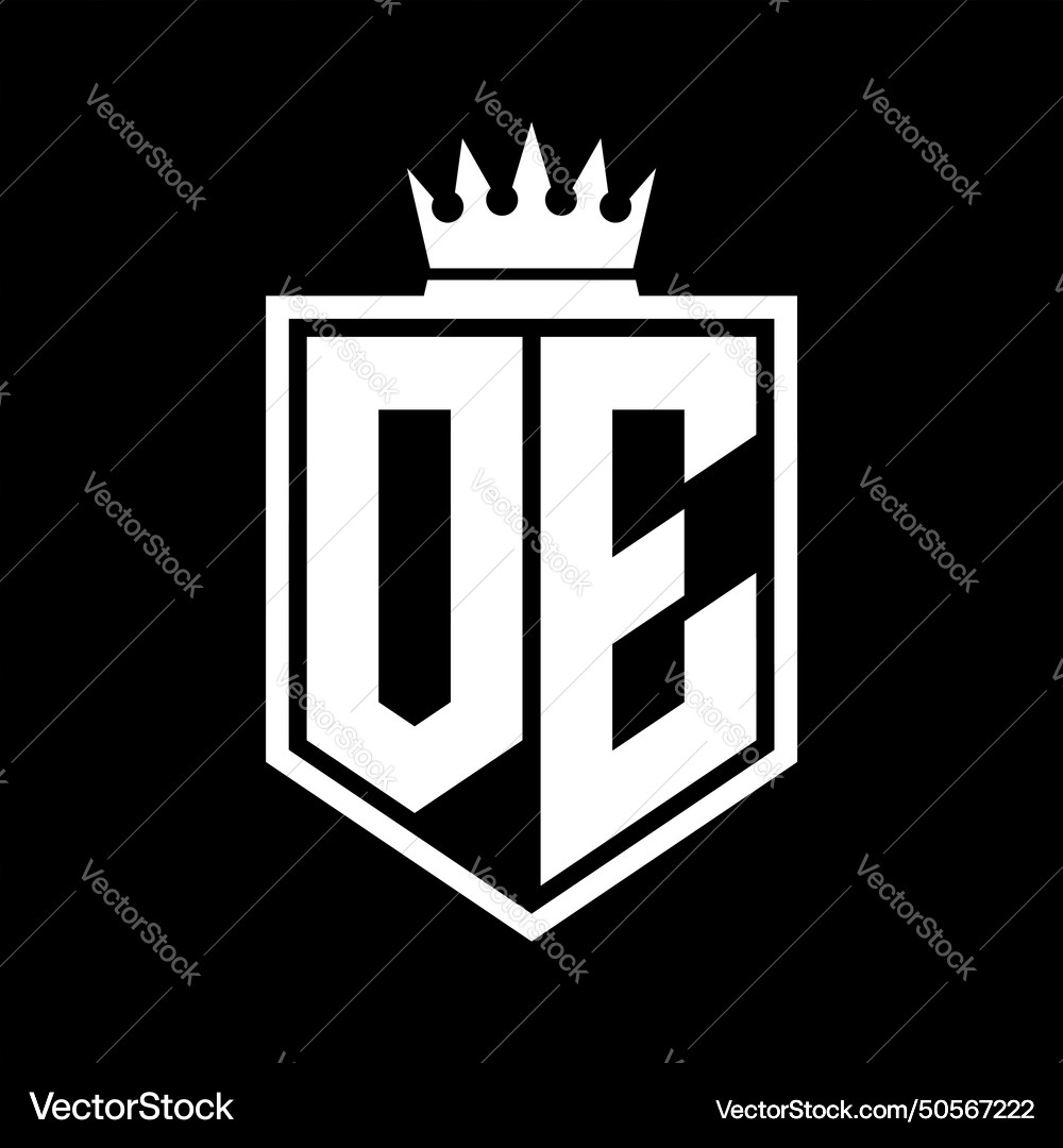 Oe logo monogram bold shield geometric shape Vector Image