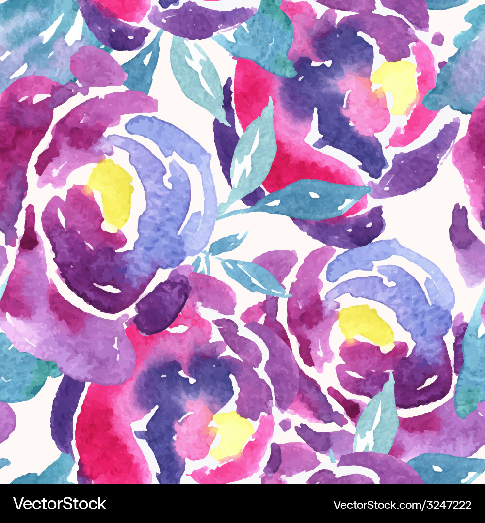 Seamless watercolor rose floral pattern Royalty Free Vector