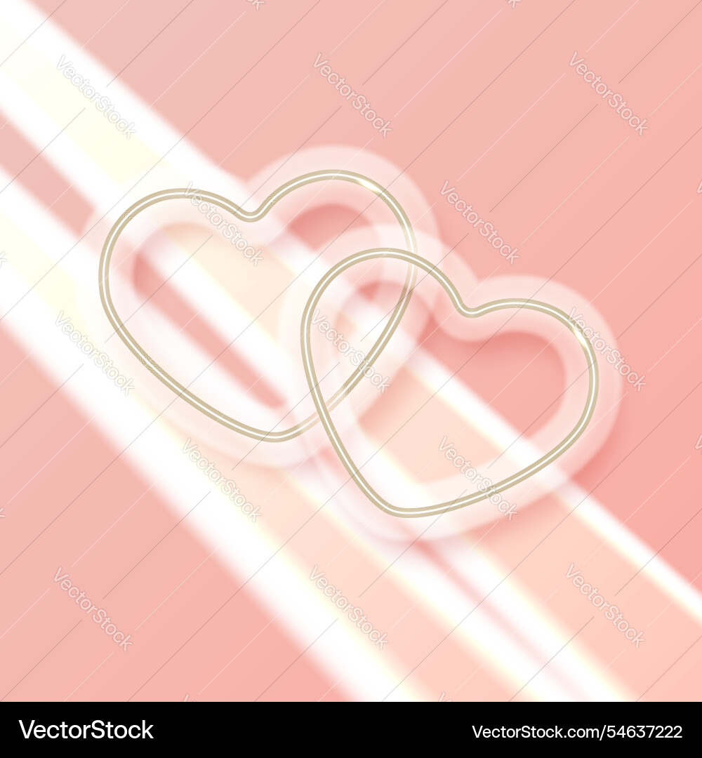 Two luminous heart outlined with a soft glow on a Vector Image