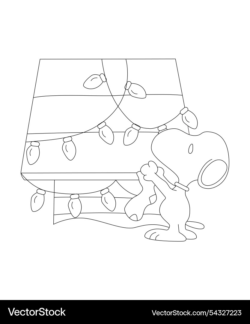 Christmas line art and coloring page Royalty Free Vector