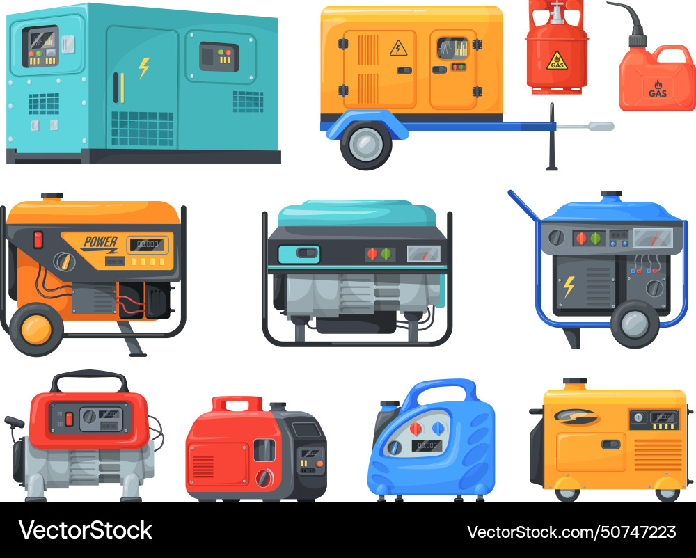 Generators machines electric power generator Vector Image