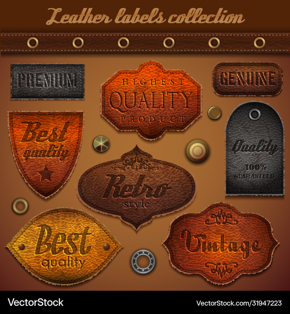 Leather labels collection - eps10 Royalty Free Vector Image