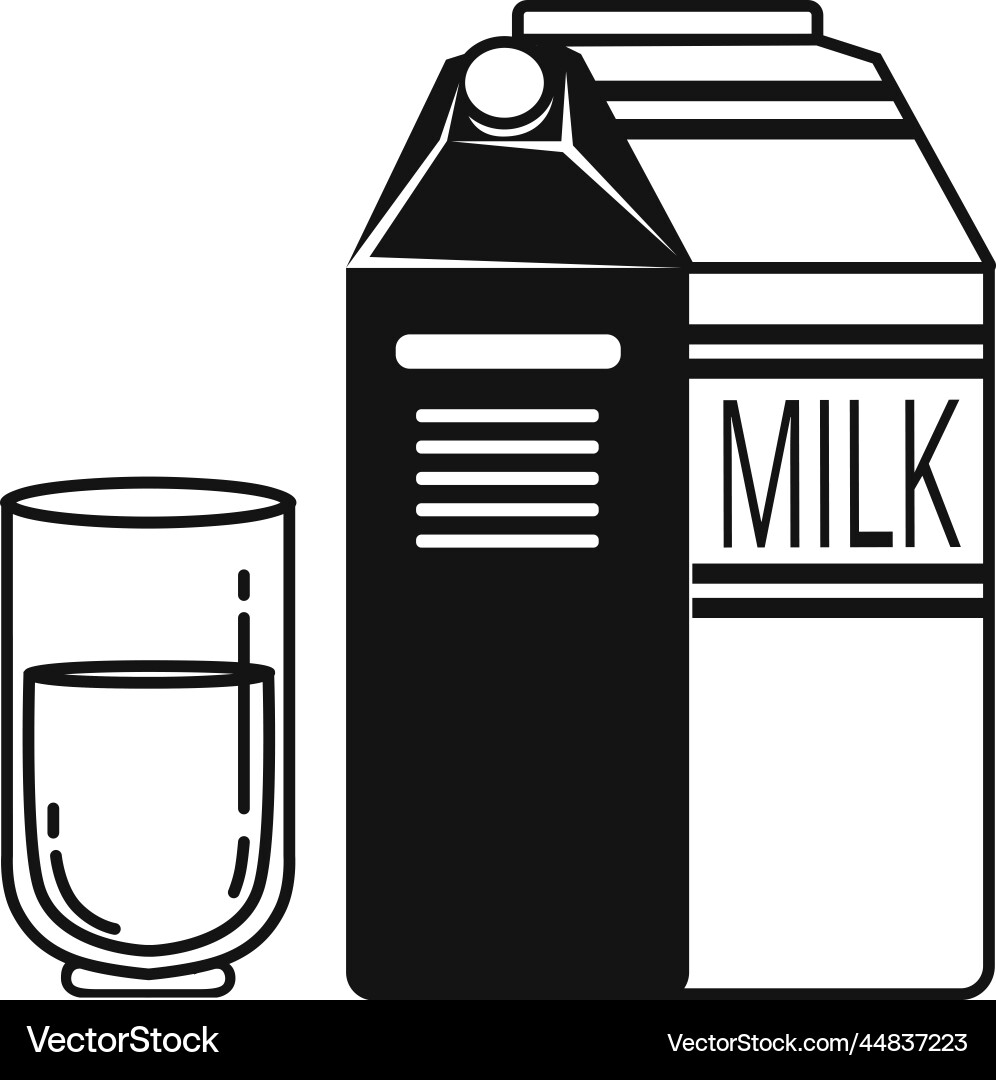 Milk box package icon black dairy symbol Vector Image