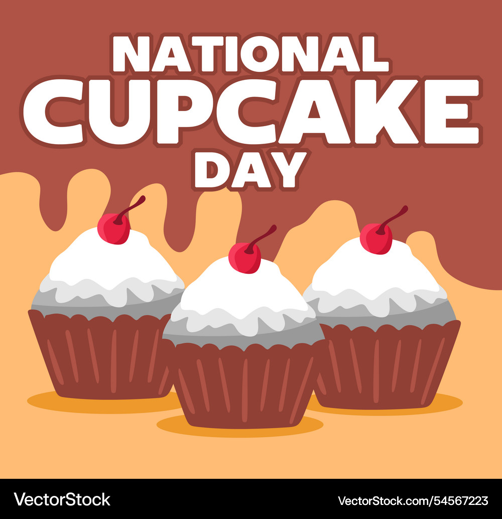 National cupcake day with delicious cupcakes Vector Image
