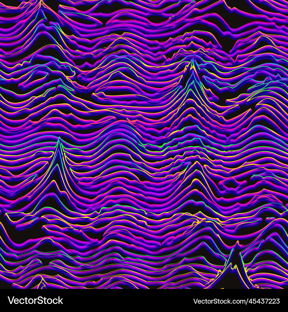 Neon grunge waves seamless texture Royalty Free Vector Image