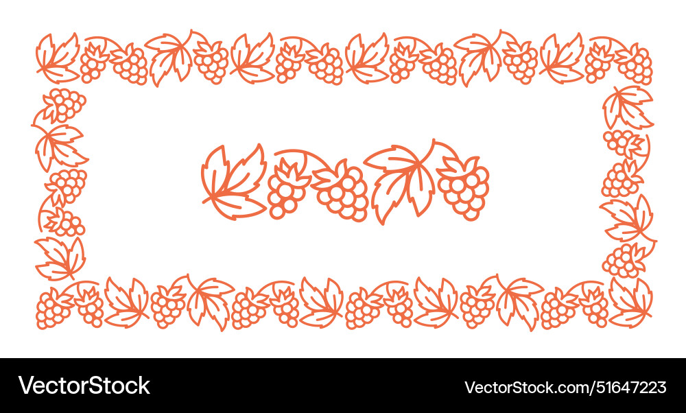 Raspberries rectangular frame ornament editable Vector Image