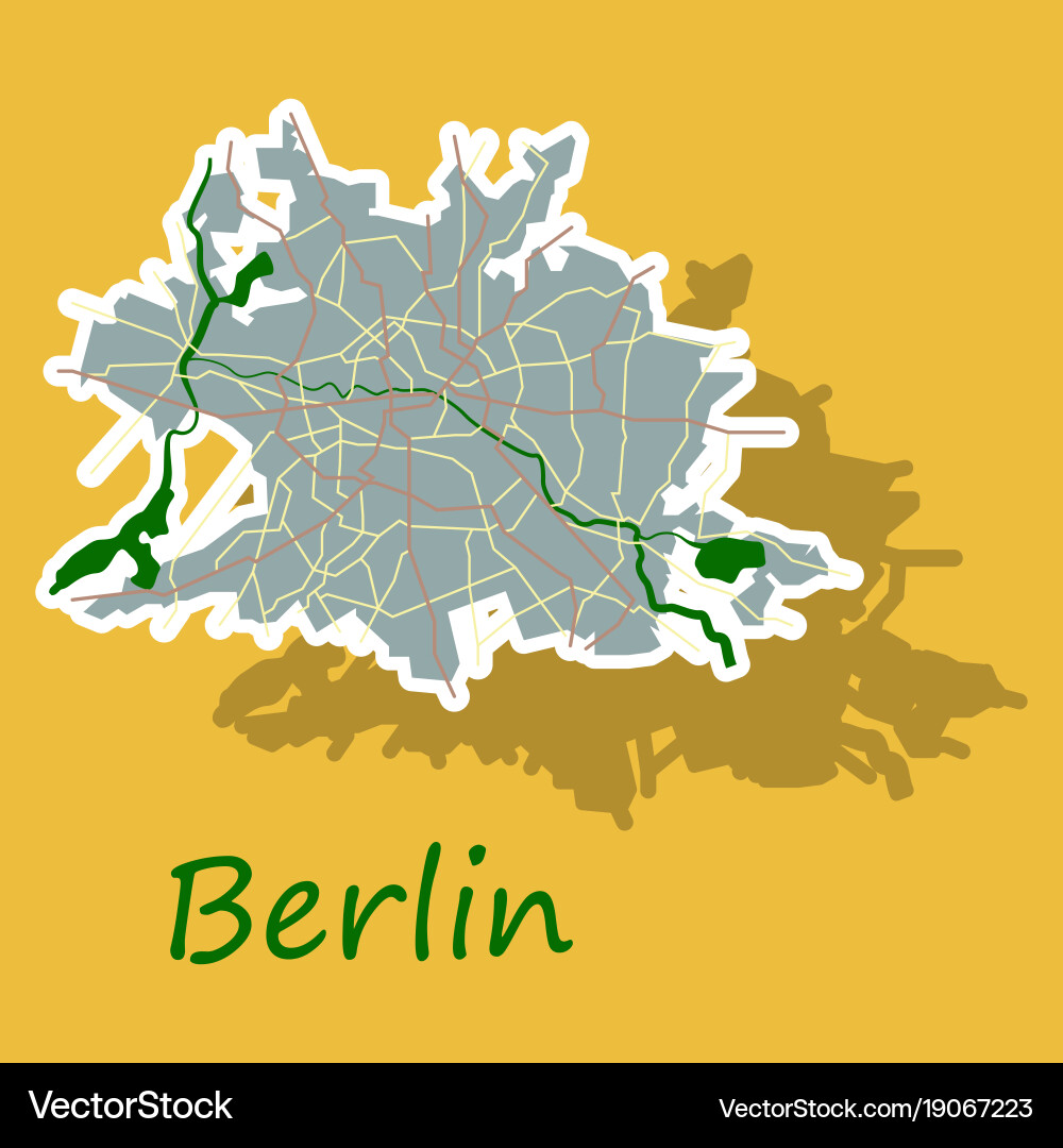Sticker berlin city map with boroughs silhouette Vector Image