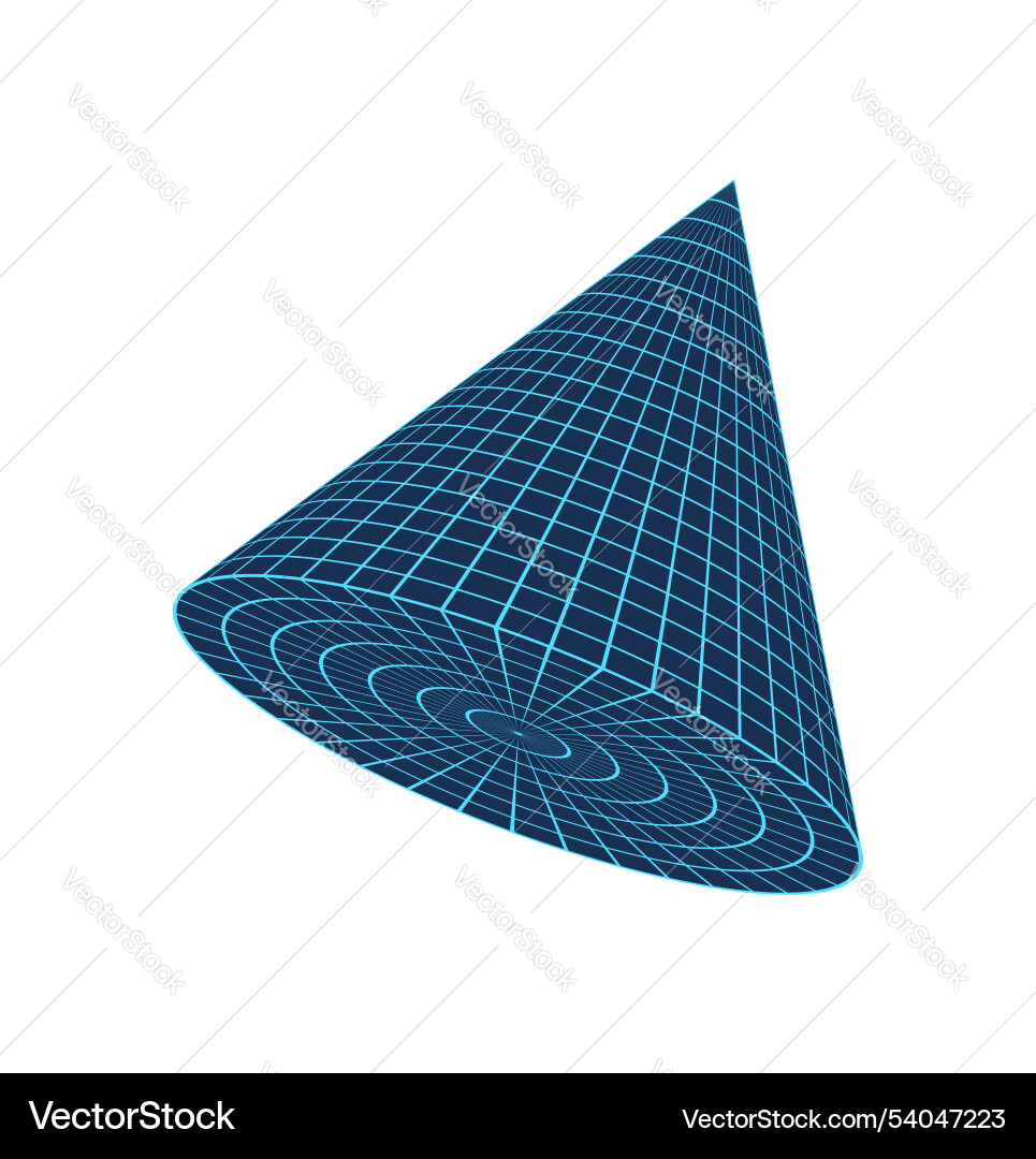 Y2k 3d wireframe cone Royalty Free Vector Image