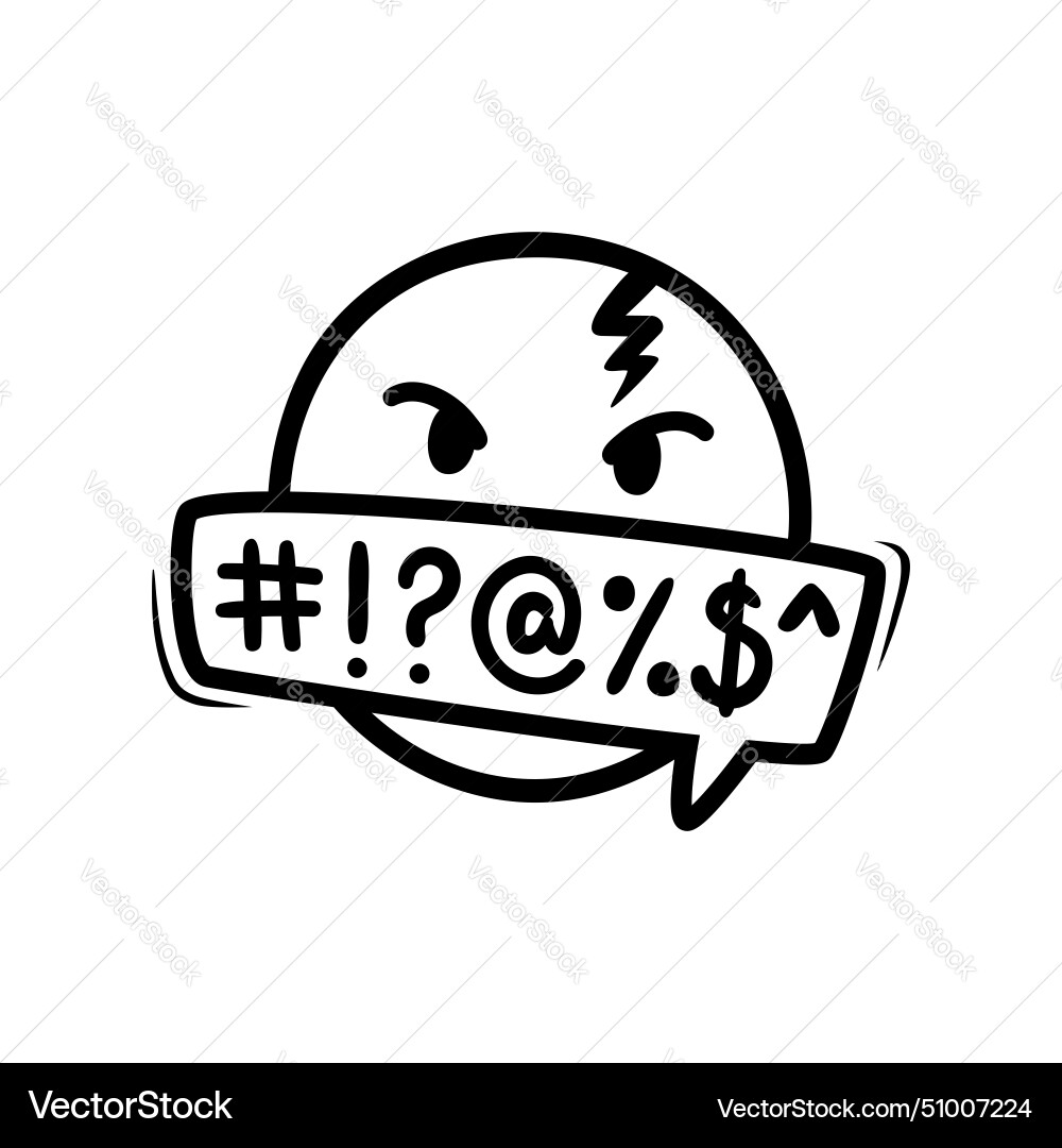 Comic swear speech bubbles angry emoji with cloud Vector Image
