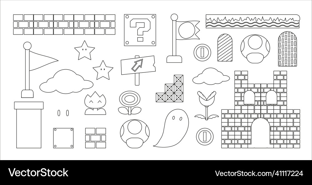 Flat birthday invitation with super mario Vector Image