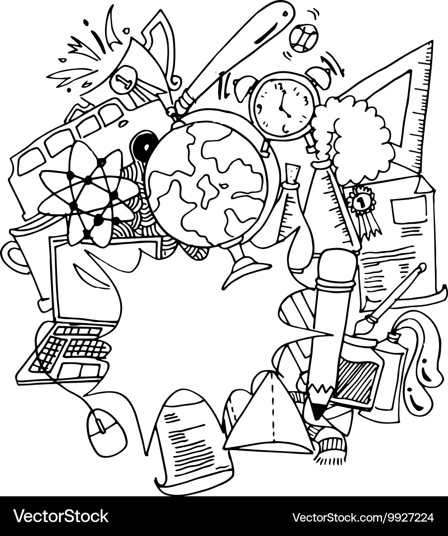 Funny doodle art school education Royalty Free Vector Image