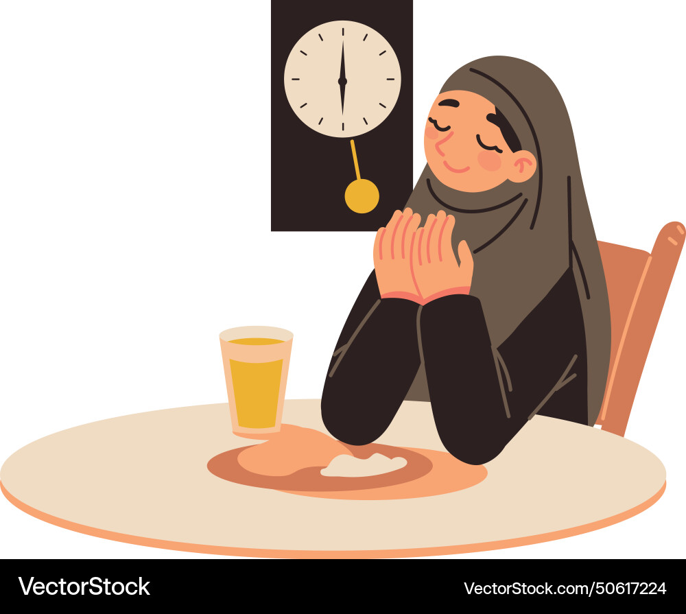 Iftar muslim woman Royalty Free Vector Image - VectorStock