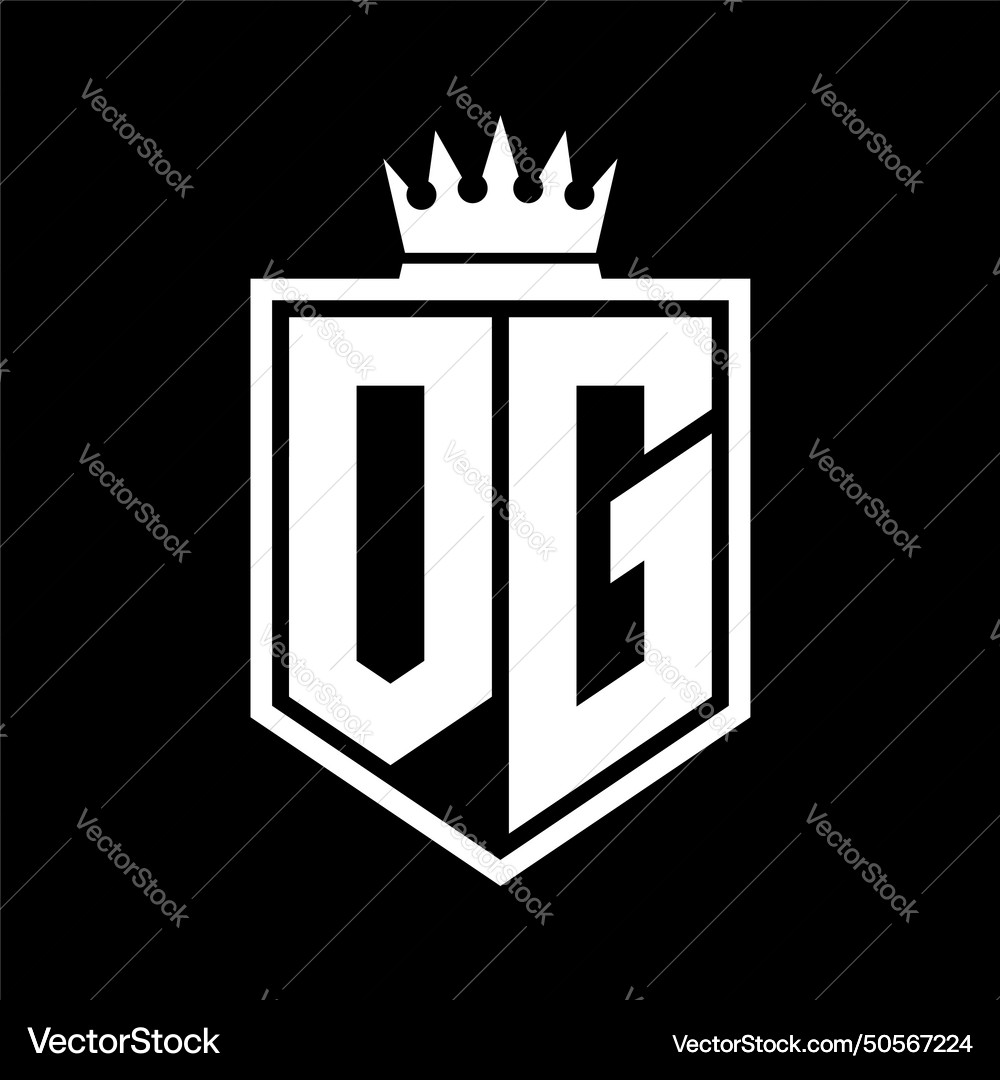 Og logo monogram bold shield geometric shape Vector Image