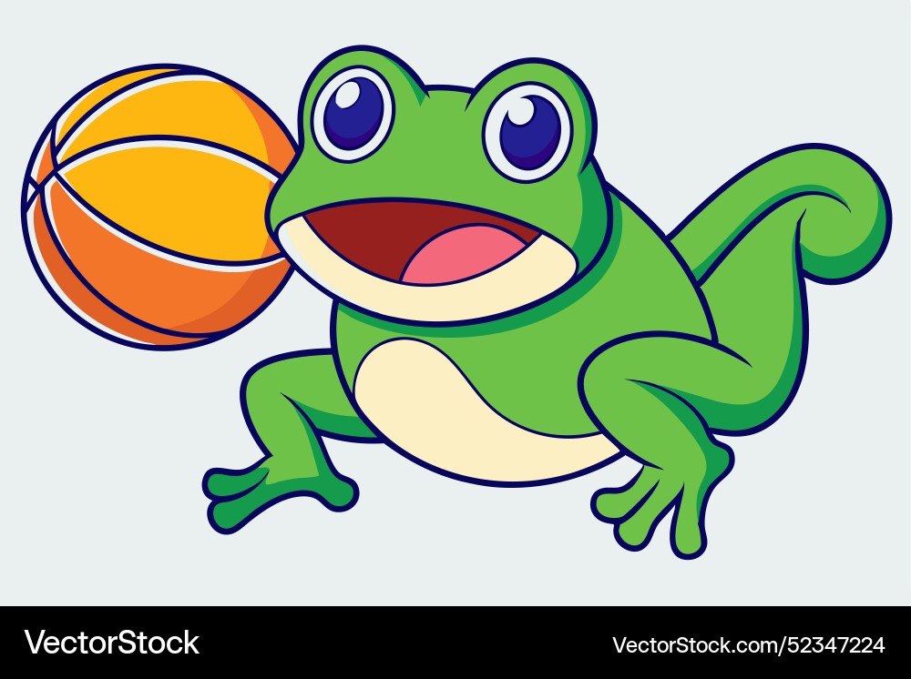 Pool frog is playing food ball c Royalty Free Vector Image