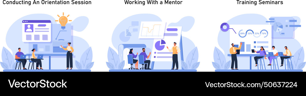 Professional development set employees engaging Vector Image