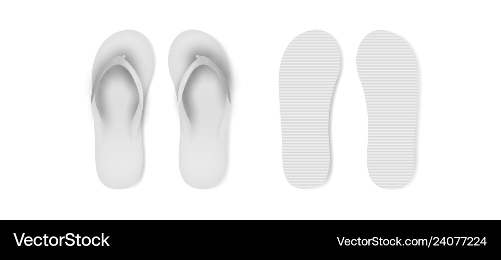 Realistic white blank empty flip flop set closeup Vector Image