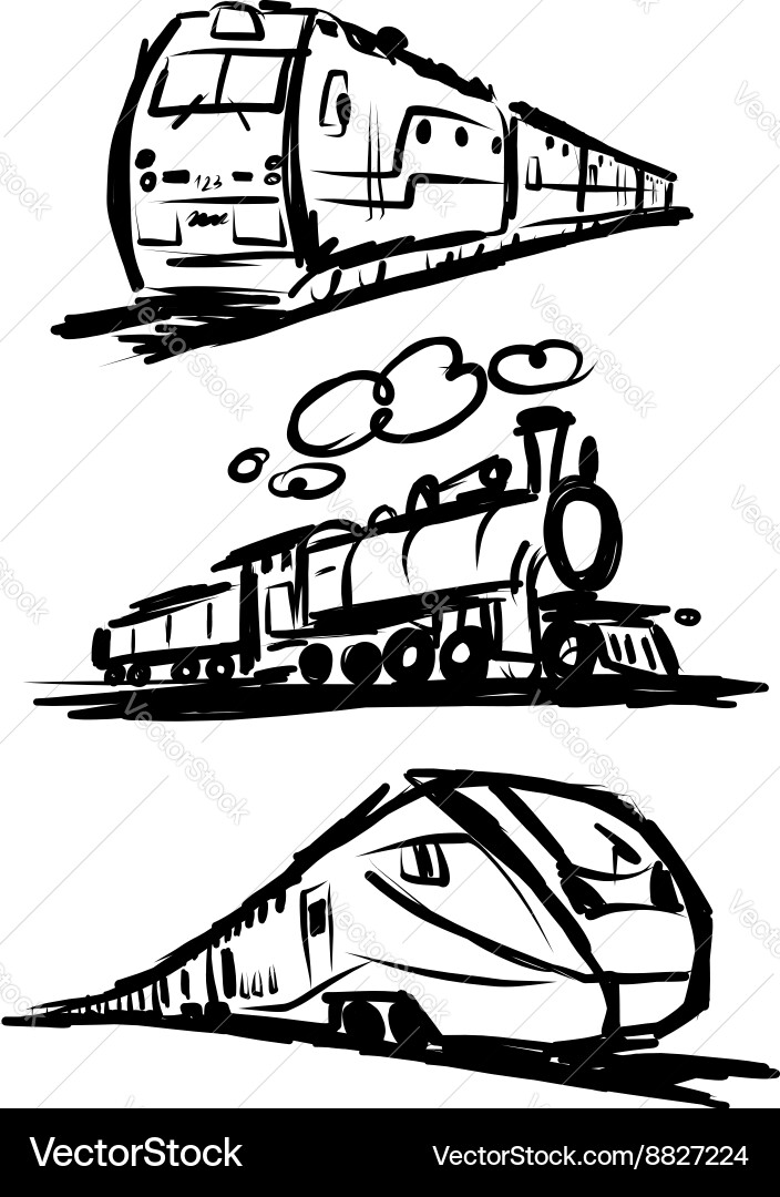 Speed train sketch for your design Royalty Free Vector Image