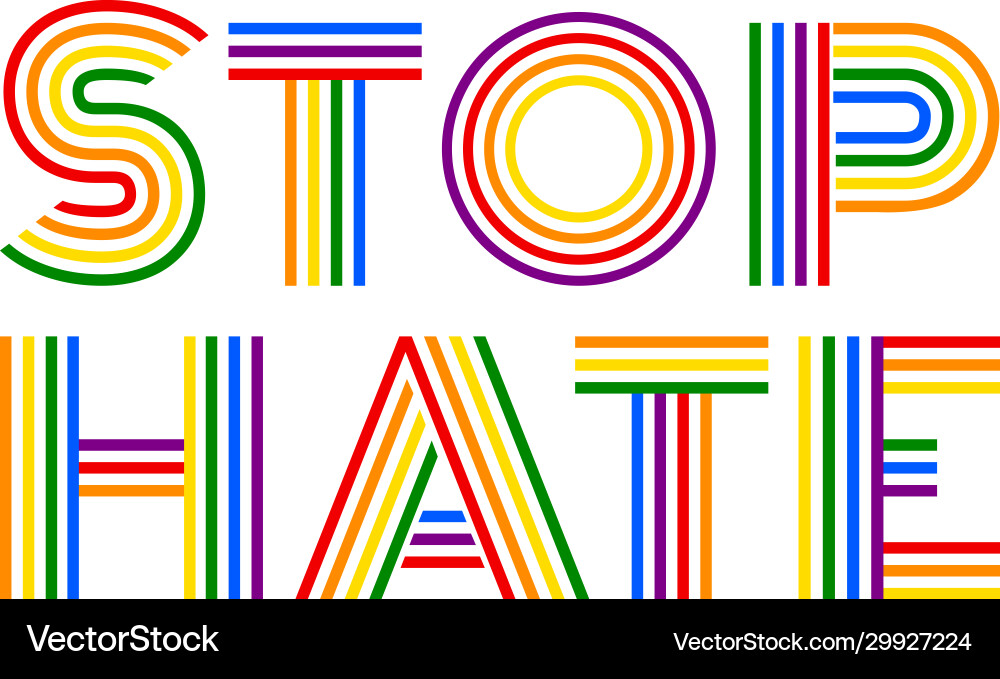 Stop hate colorful rainbow lettering Royalty Free Vector