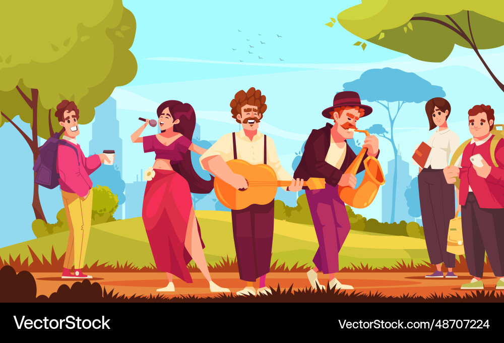 Street musicians cartoon Royalty Free Vector Image