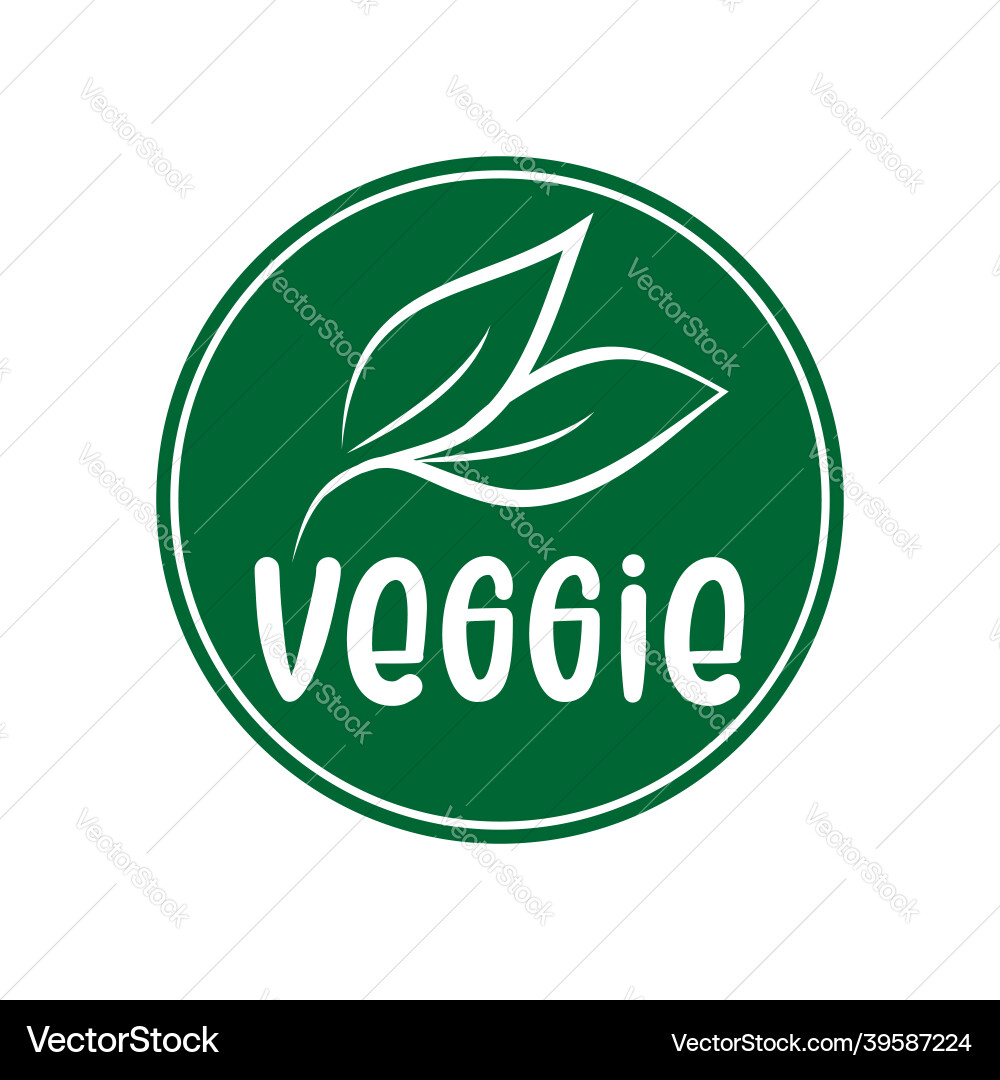 Veggie logo green leaf label Royalty Free Vector Image
