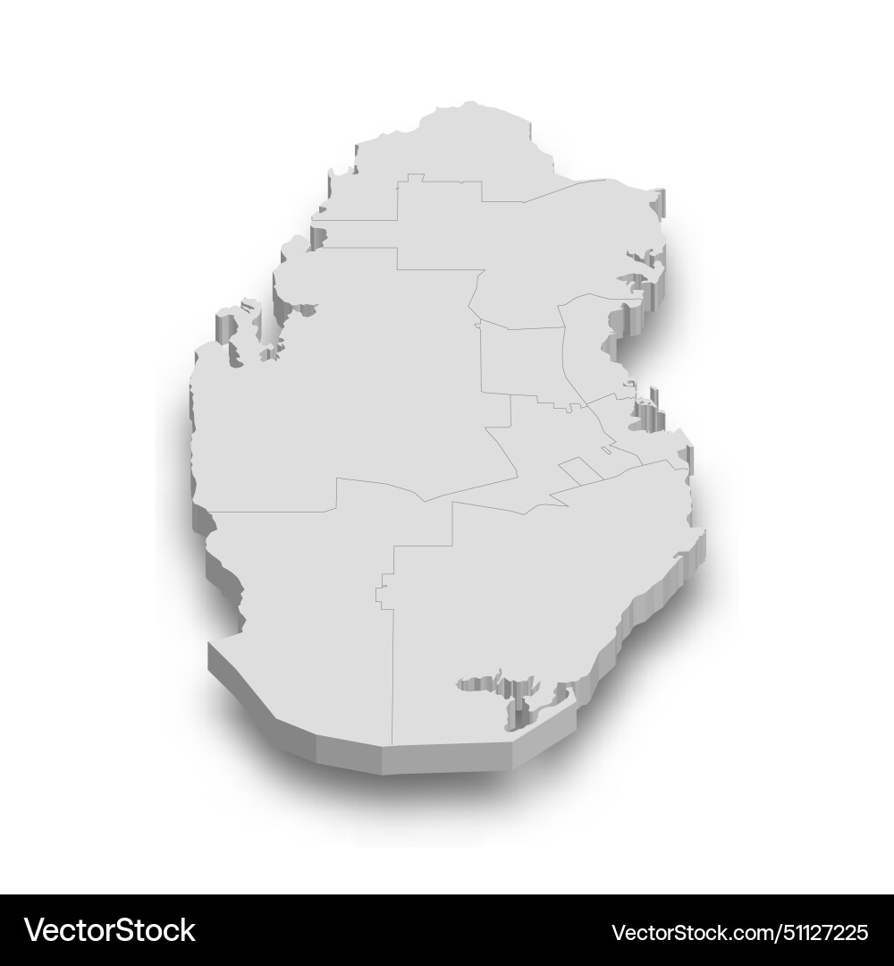 3d qatar white map with regions isolated Vector Image