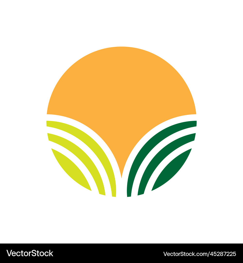 Circle sunset agriculture icon logo Royalty Free Vector