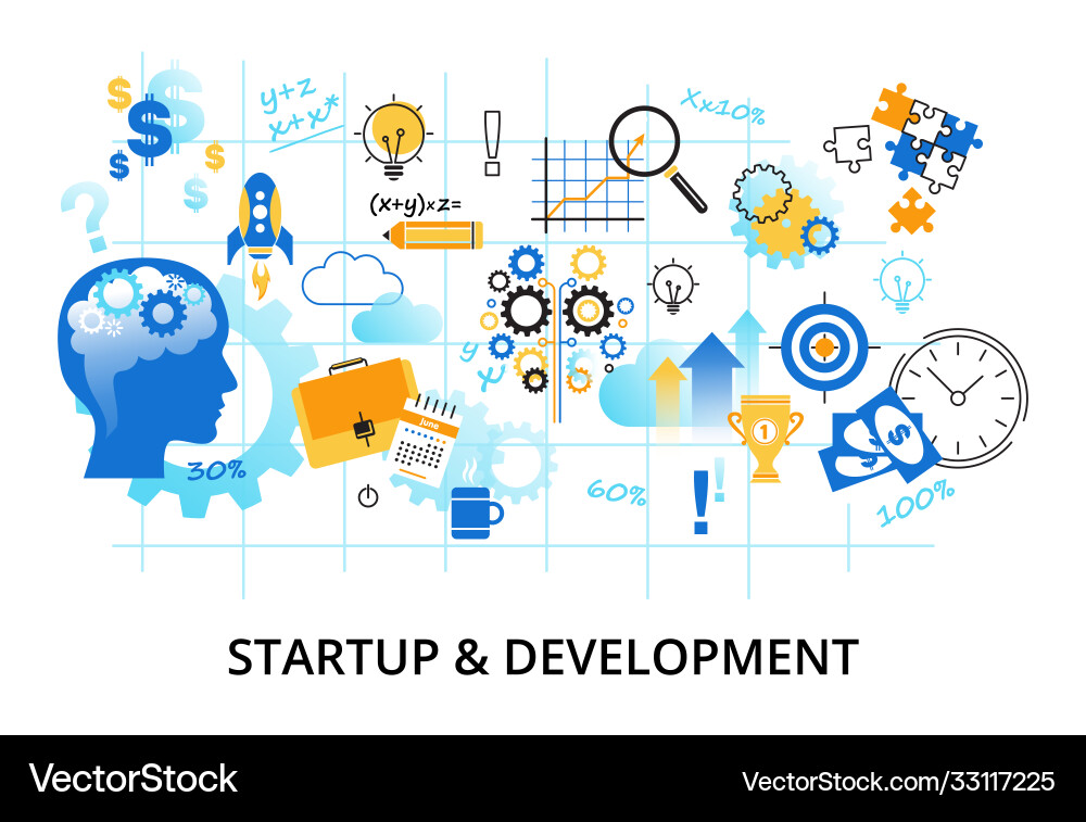 Concept startup development Royalty Free Vector Image