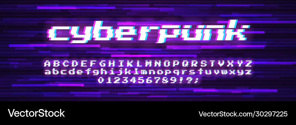 Glitch font Royalty Free Vector Image - VectorStock