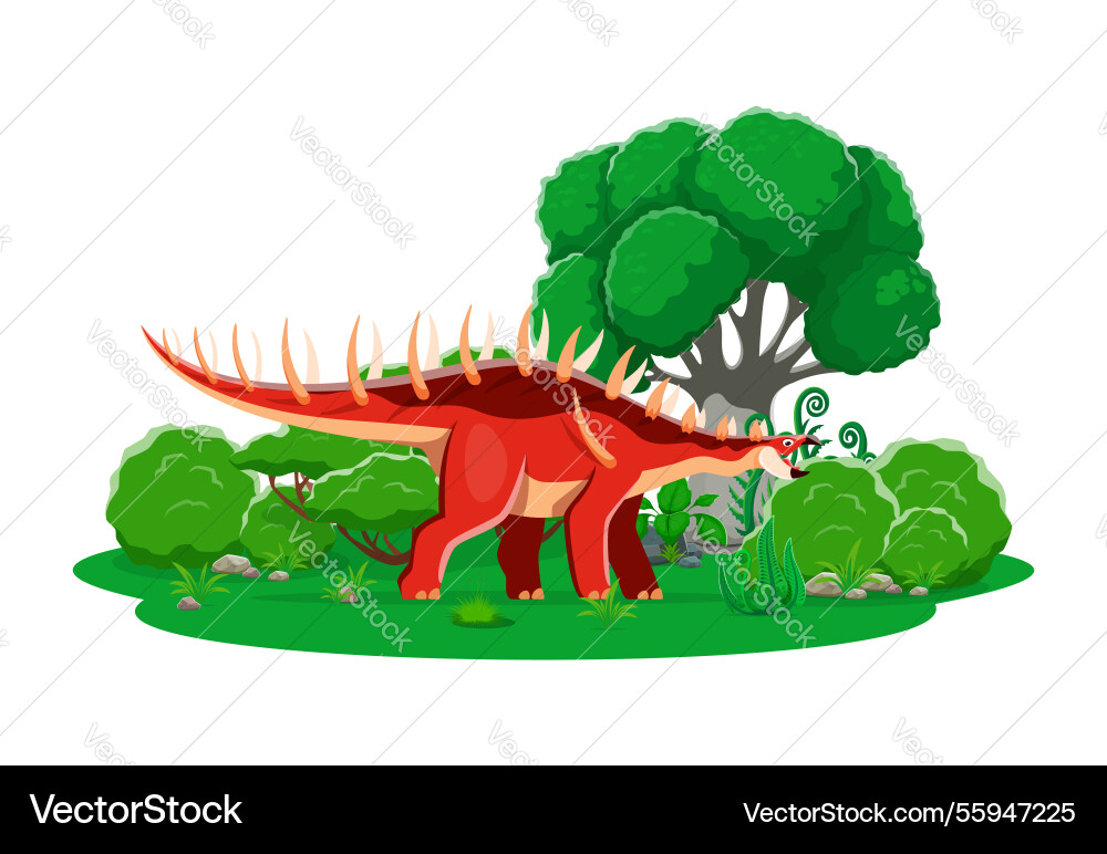 Kentrosaurus prehistoric cartoon red dinosaur Vector Image