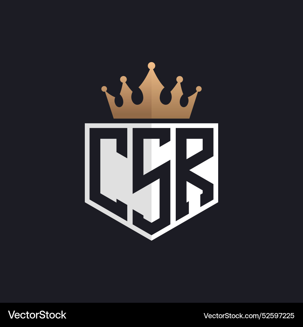 Luxury csr logo with crown elegant initials Vector Image