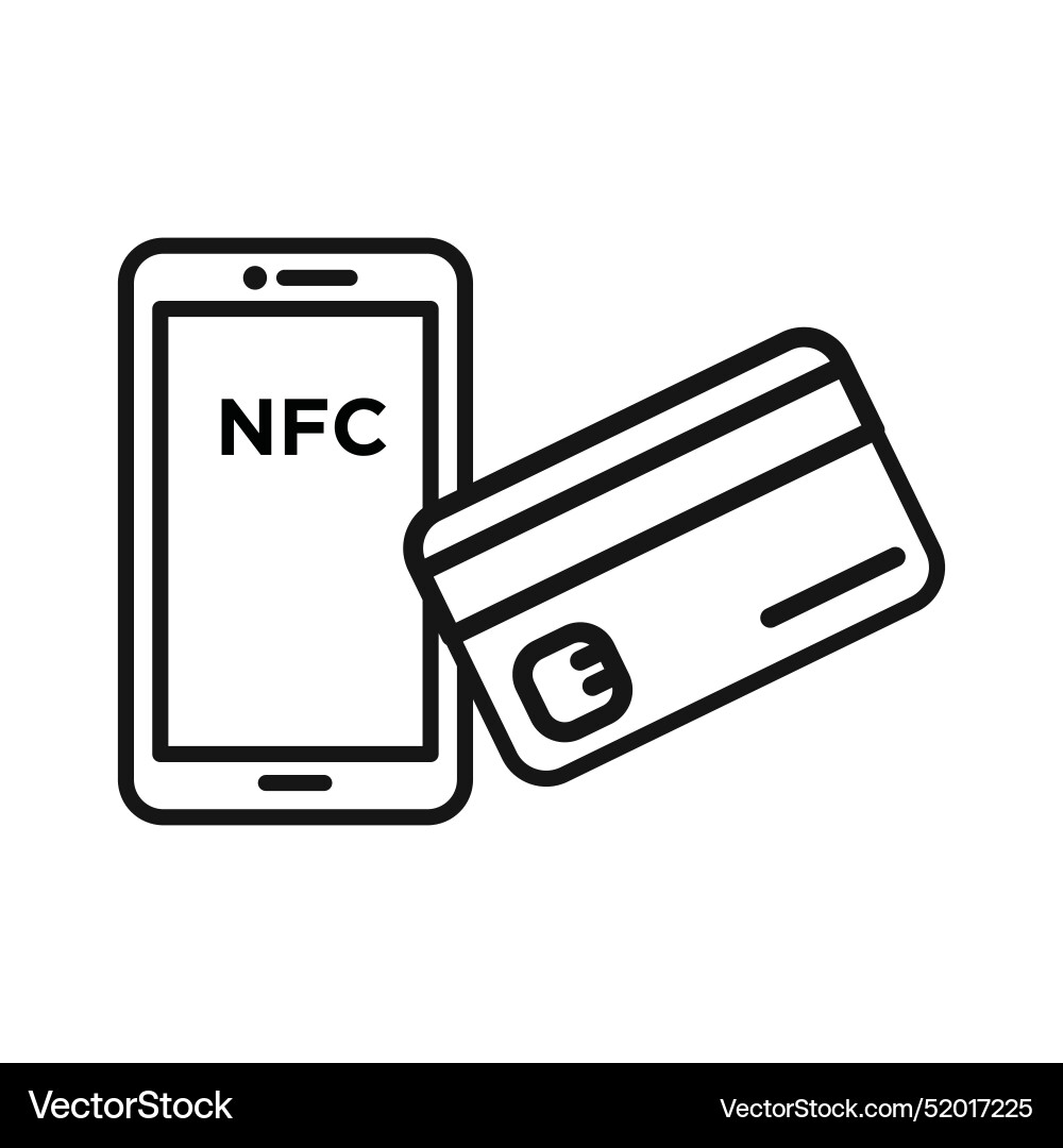 Nfc wireless payment icon black line art Vector Image