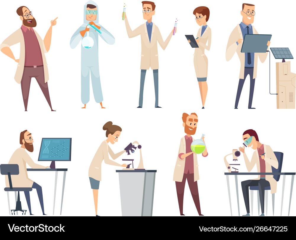 Science people characters chemistry biology Vector Image