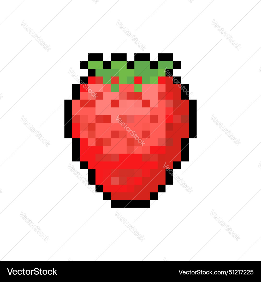 Strawberry pixel art 8 bit red berry pixelated Vector Image Strawberry pixel art 8 bit red berry pixelated Vector Image