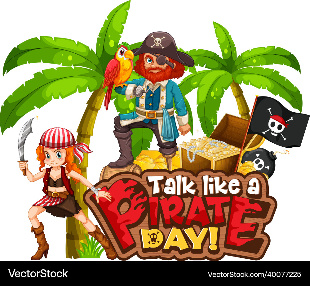 Talk like a pirate day font banner Royalty Free Vector Image