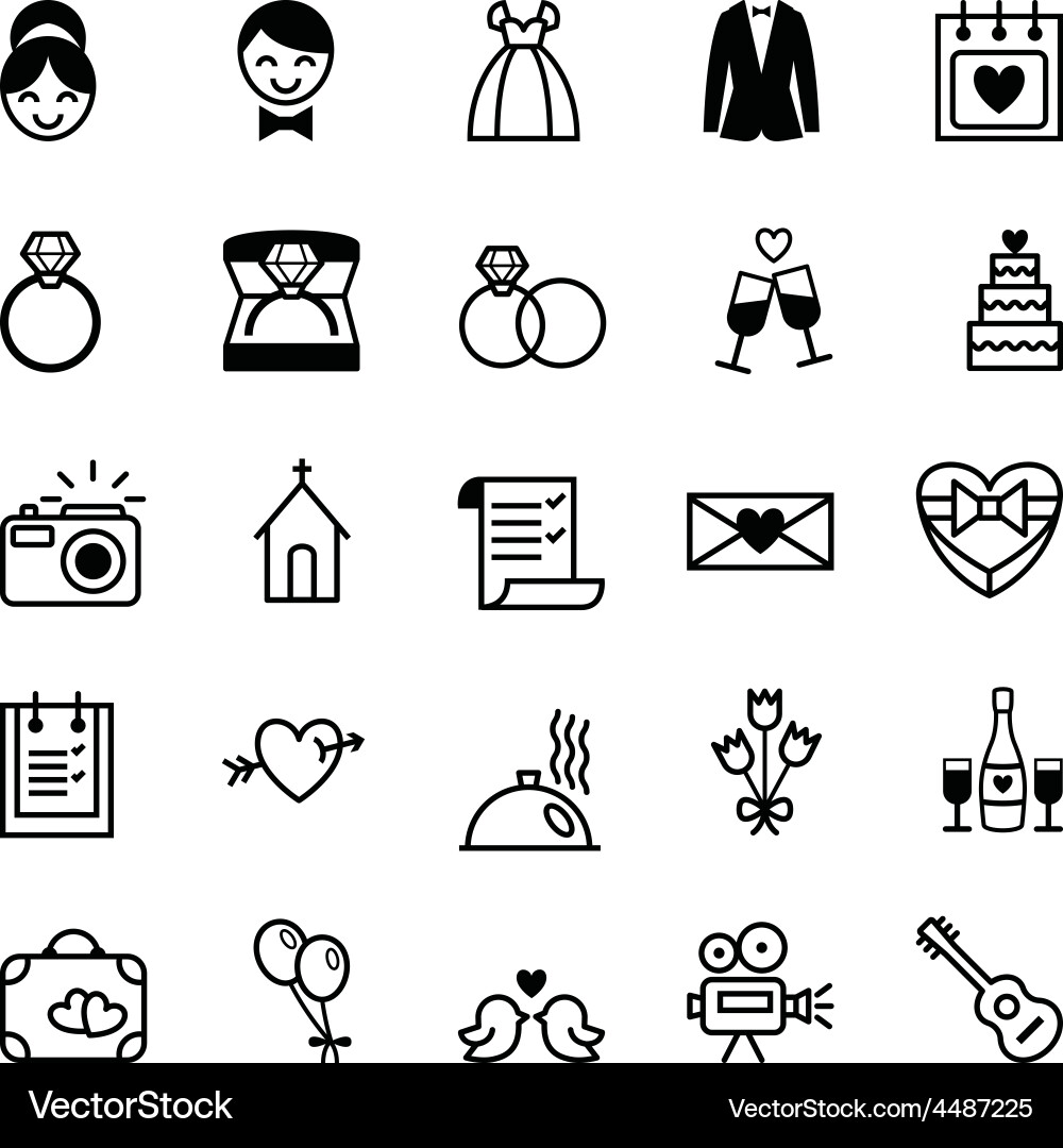 Wedding Icon Set Royalty Free Vector Image - VectorStock