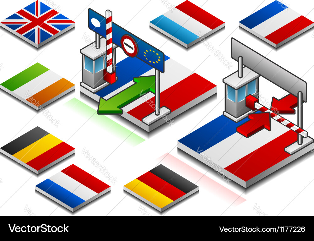 European Border Control Flags Royalty Free Vector Image