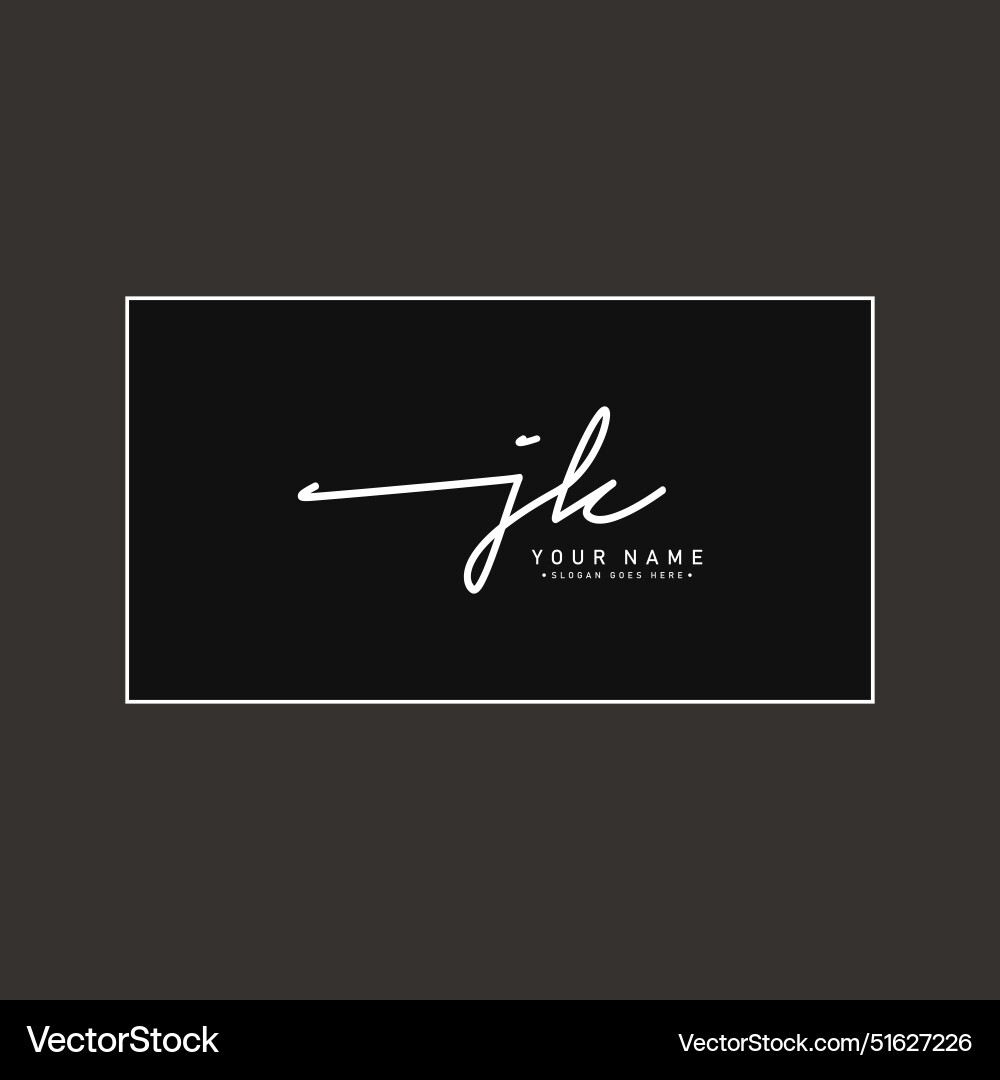 Handwritten signature logo for initial letter jk Vector Image