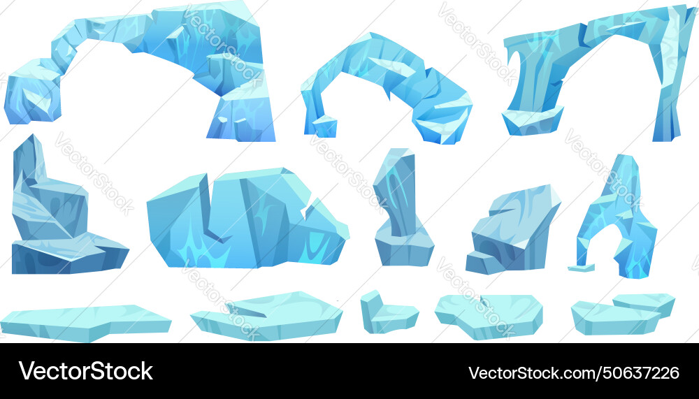 Iceberg piece and arch floating cartoon Royalty Free Vector