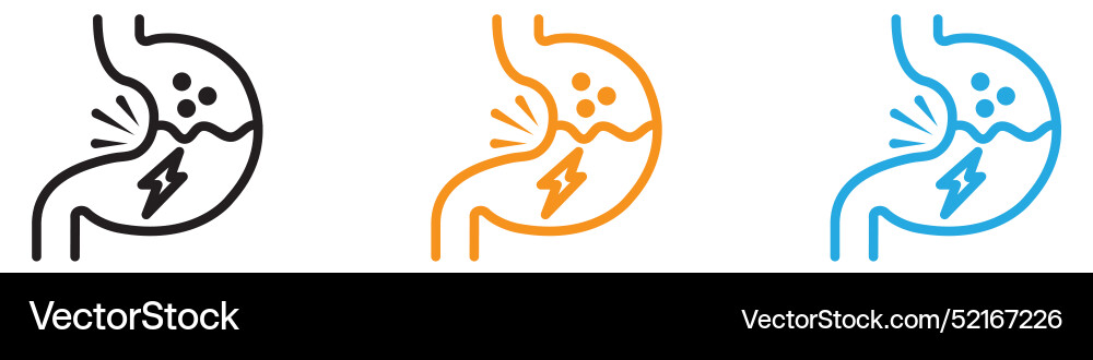 Indigestion icon logo set collection for web app Vector Image