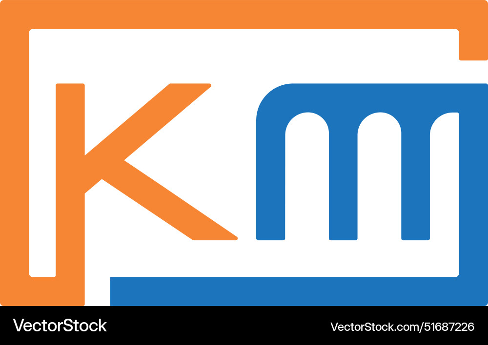 Km logo design mk round icon letter Royalty Free Vector