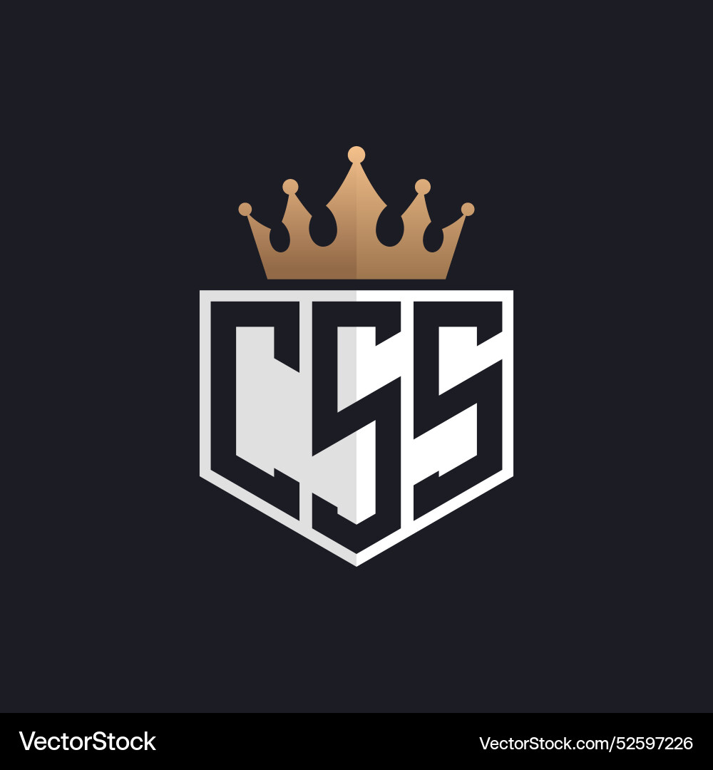 Luxury css logo with crown elegant initials Vector Image