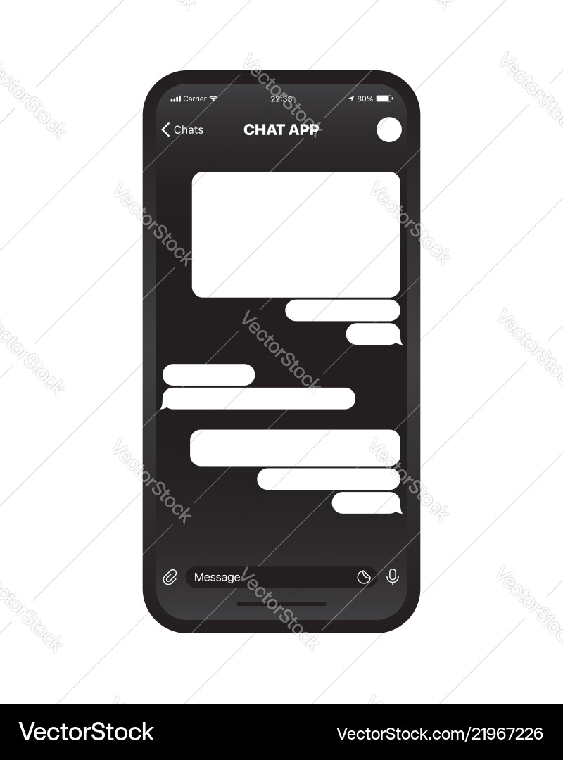 Mobile chat app mockup Royalty Free Vector Image
