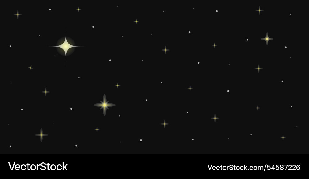 Starry night sky horizontal background Royalty Free Vector